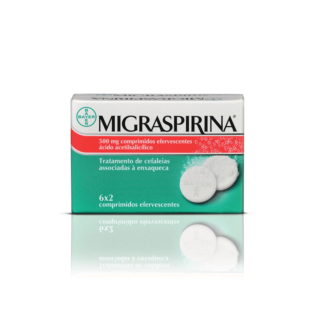 Migraspirina 500mg 12 Comprimidos Efervescentes | Farmácia Vida Mais